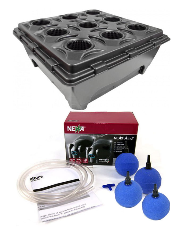 DWC OXYPOT 110L, Complete hydroponic system for 9 plants, 83x83xh38cm ...