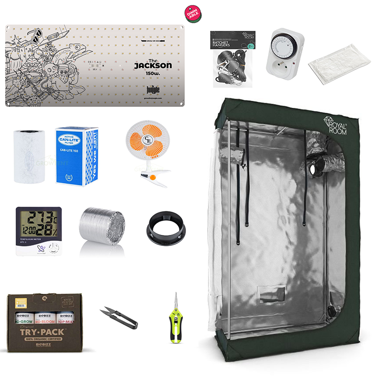 Growbox Set LED Grow The Jungle The Jackson 150W Dimmable + RoyalRoom® 100x50x160 | GROWBOX SET ...