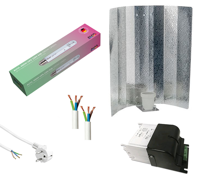 Lighting set HPS AUVL Grow Green 400W dual, 230 Volt + ballast ...