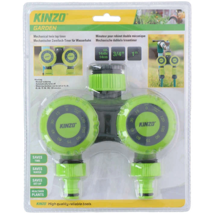 Kinzo Garden Irrigation Double Tap Timer - 5 to 120 minutes watering ...