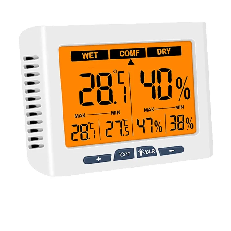 Digital Indoor Thermometer/Humidity Meter with orange backlight ...